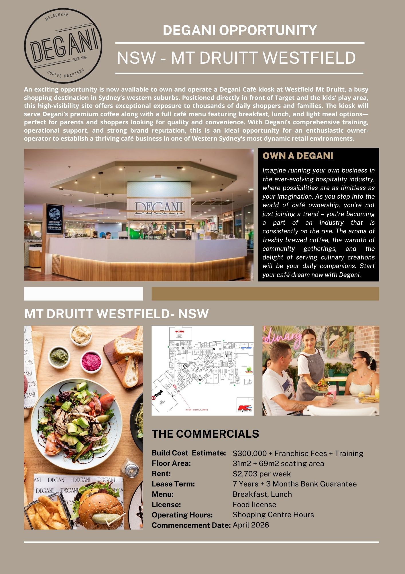 Degani Café Franchise- Mt Druitt Westfield /Own Your Dream Café in ...
